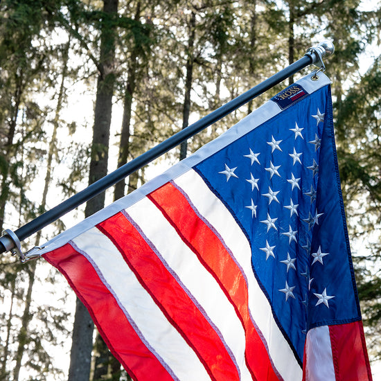 3' x 5' Elizabeth Ross American Flag Kit with Black Aluminum Pole, Sil ...